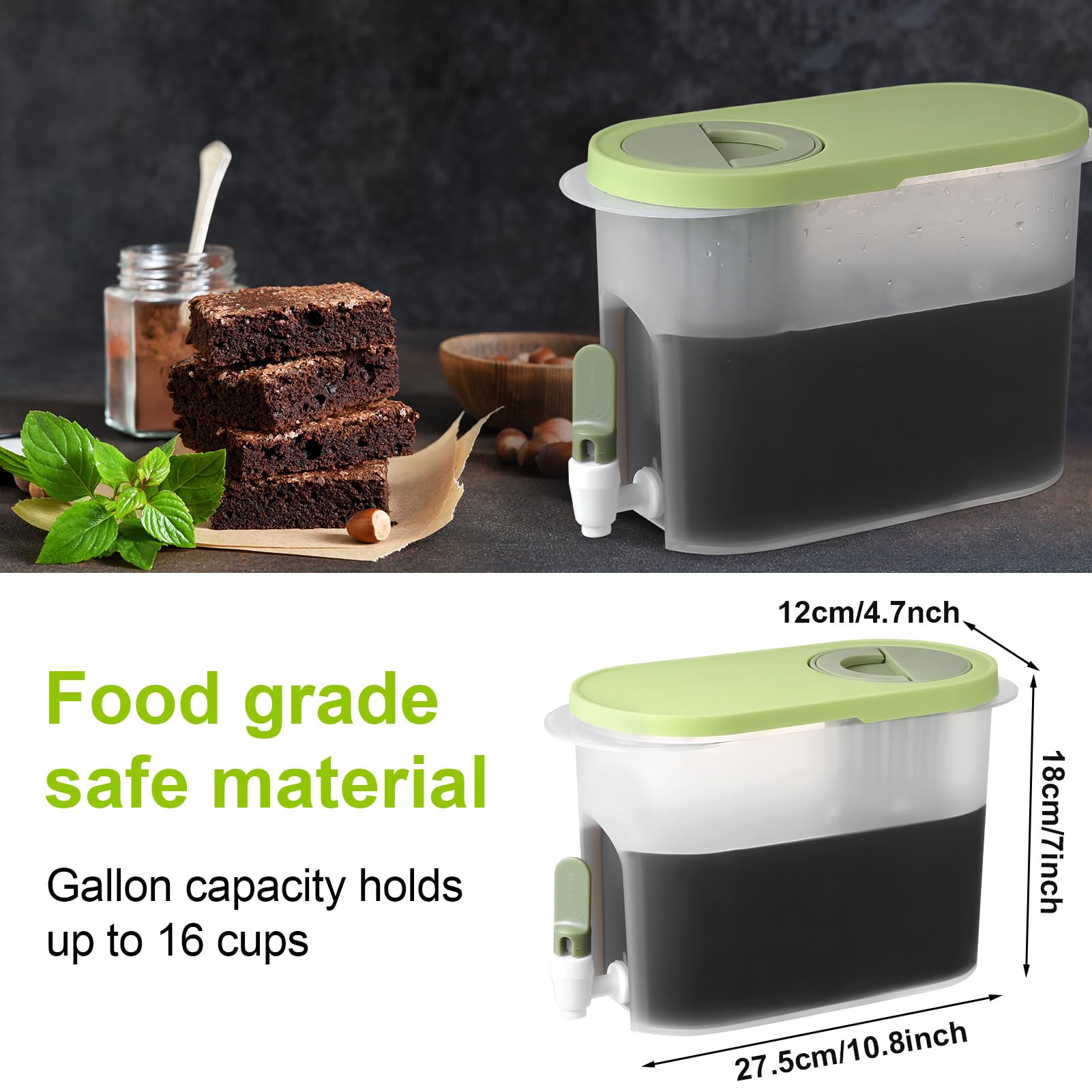 HAKFOO Cold Brew Coffee Maker Iced Coffee Maker, 3/4 GallonPolypropylene Iced Tea Maker with Ultra-Fine Mesh Steel Filter and Spigot, Cold Brew Coffee Pitcher, for Iced Coffee, Lemonade, Fruit Drinks