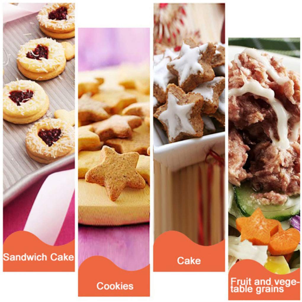 Goeielewe 3-Pack Vegetable and Fruit Cutter Shapes Set, Mini Pie, Stainless Steel Cookie Stamps Mold with Wood Handle, Cookie Cutter Decorative Food for Baking Crafts - Flower, Heart, Star