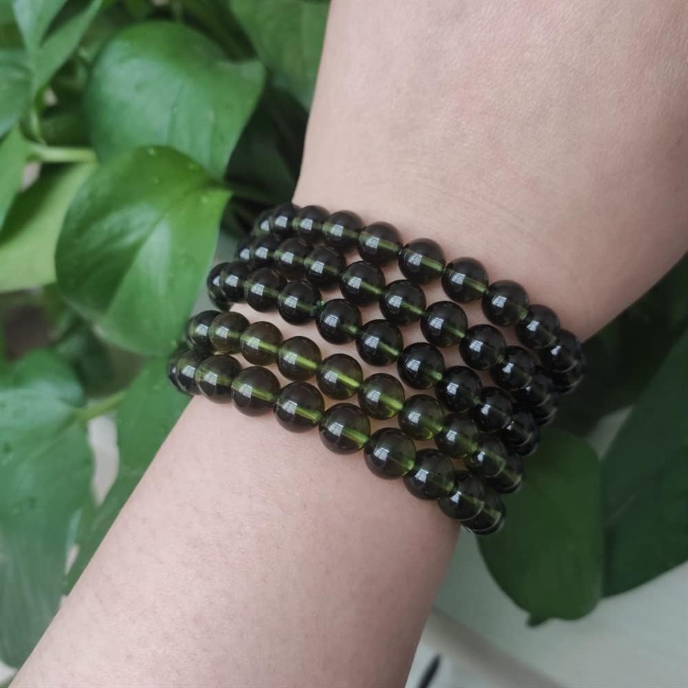 Fovgdio Natural Moldavite Green aerolites Czech Crystal Stone Raw Stone Grinding 8mm Bead Meteorite Bracelet Czech Meteorite Bracelet (Size : 1pcs)