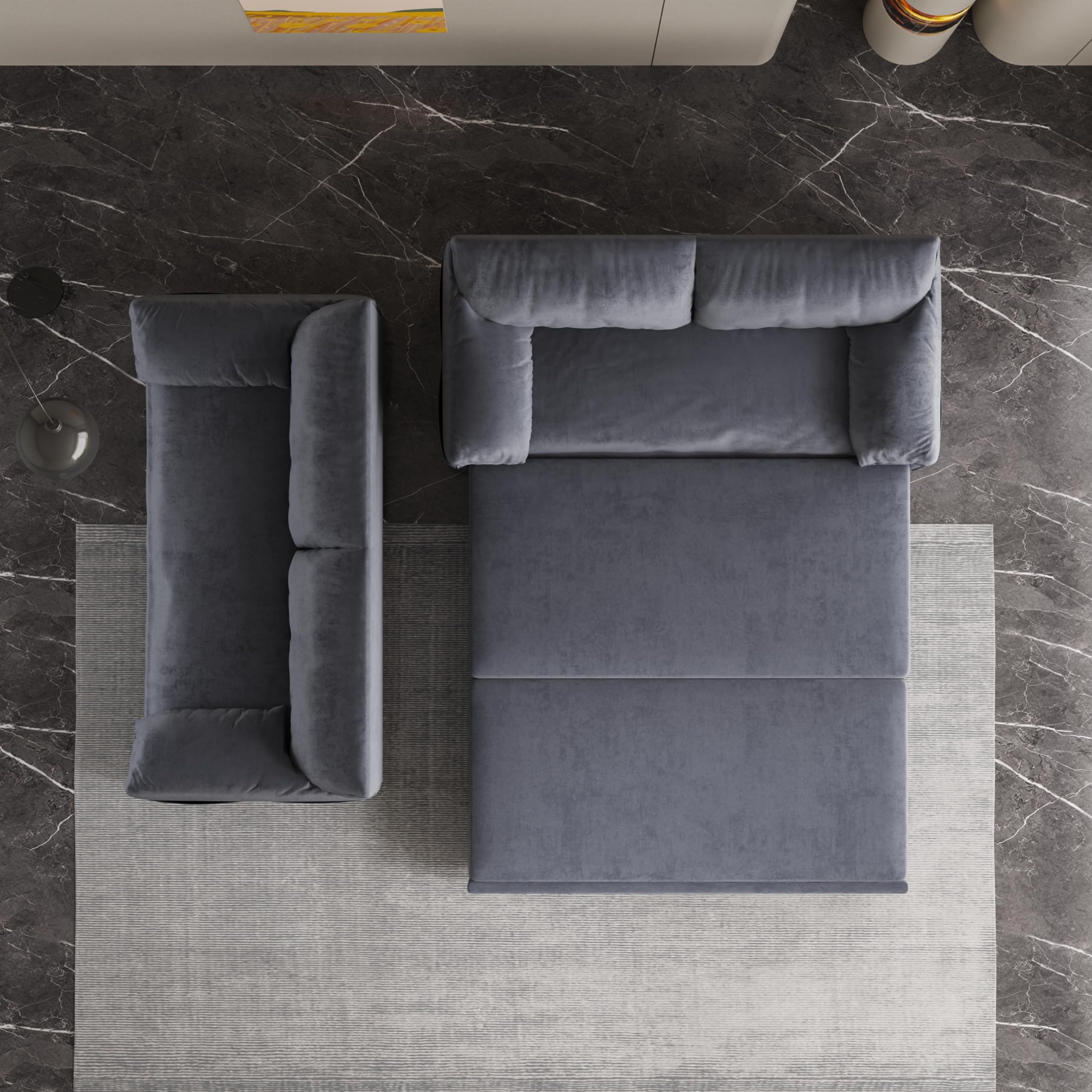 HomSof Pull Bed,3-in-1 Convertible Sleeper Sofa 2 Soft Pillows, Queen+Side Storage, Grey