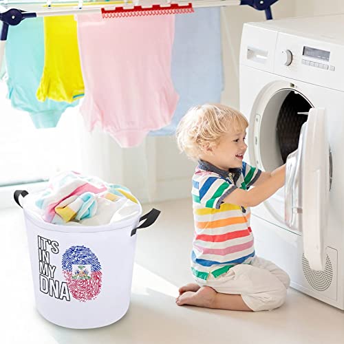 It's in My DNA Haiti Flag Large Laundry Basket Hamper Bag Washing with Handles for College Dorm Portable