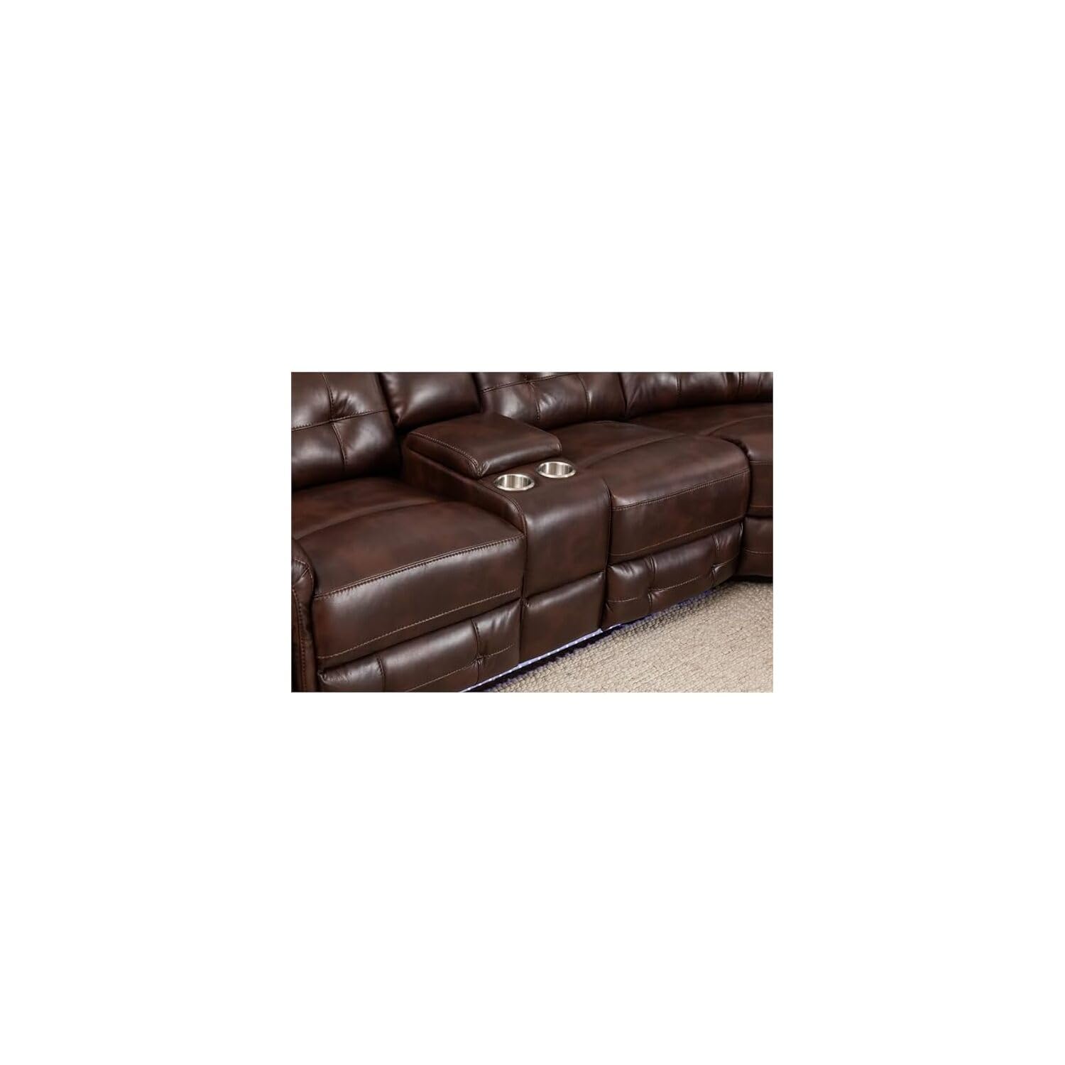 Kingway Furniture Arvelli 100" Power Reclining Faux Leather Sectional in Brown