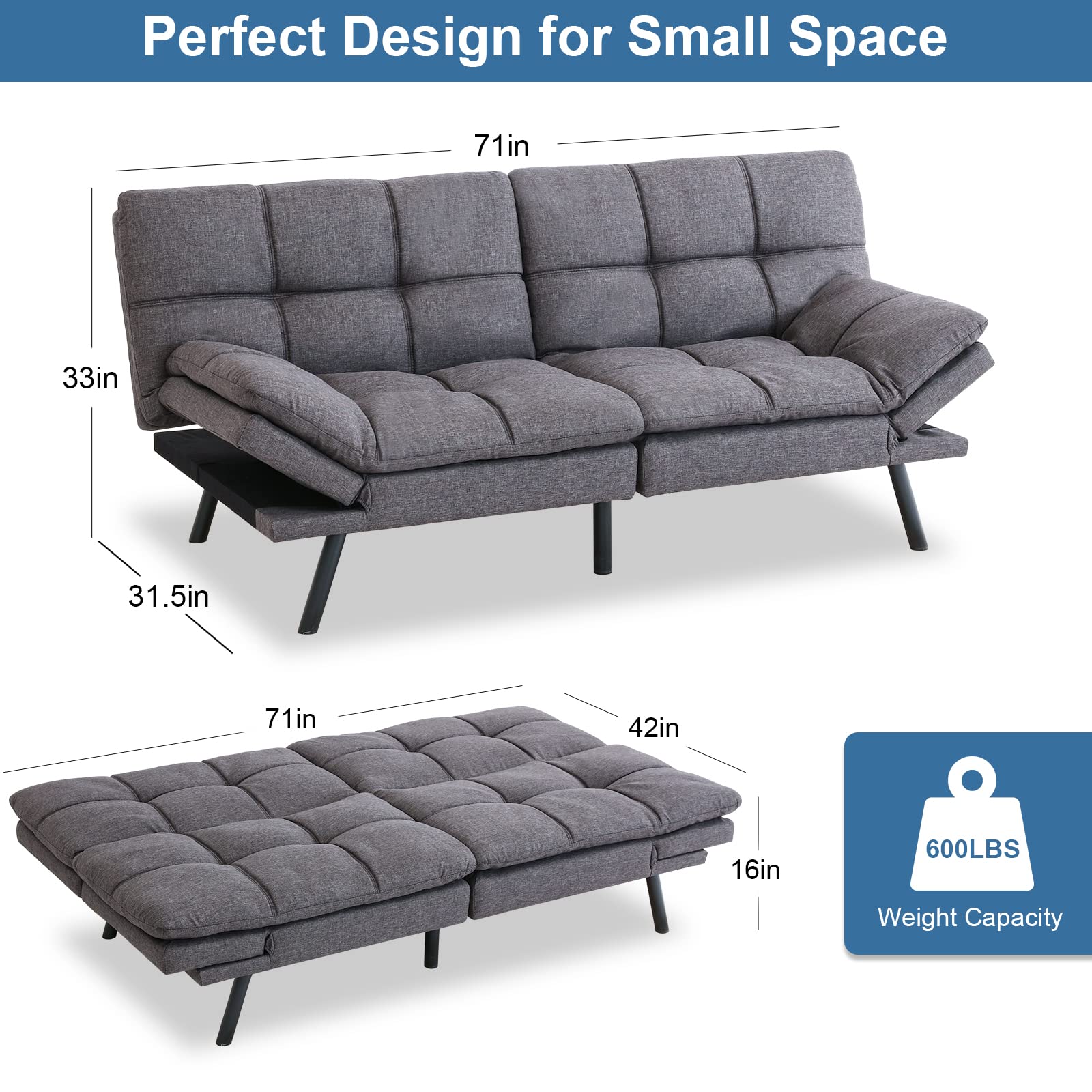 MUUEGM SF267DGY Sofas, Dark Grey