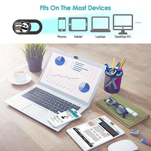 Laptop Camera Cover Slide, Panda Webcam Cover, 0.02 inch Cute Laptop Accessories for iPhone iPad iMac MacBook Pro Air Laptop PC Smartphone Tablet, Camera Privacy Covers Protect Your Visual Privacy