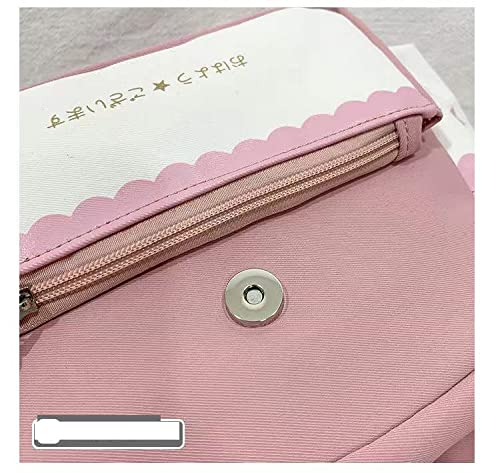 SUFUZEGA Japanese Kawaii Bunny Ear Backpack with Cute Manga Girl School Backpack Book Bag Satchel Student Teen JK (Small, Pink)