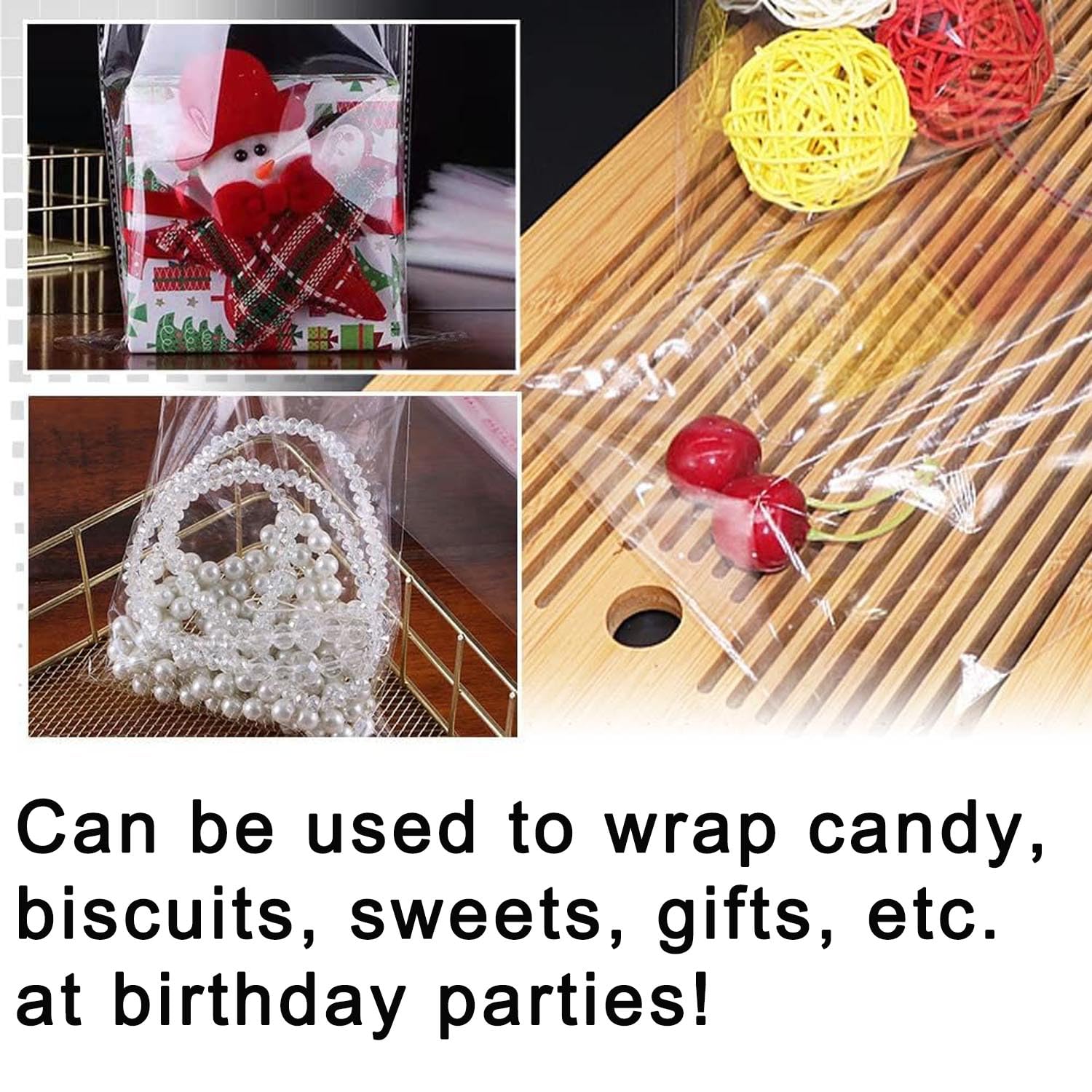 LonlyEagle 200 Pcs 5-1/2'' x 7-1/2'' Self Sealing Cellophane Bags,Clear Cellophane Cello Bags,Fit 5 X 7 Inch Cards Photos,A6 A7 Envelopes Candy,Self Adhesive for Packaging Gifts,Cookies