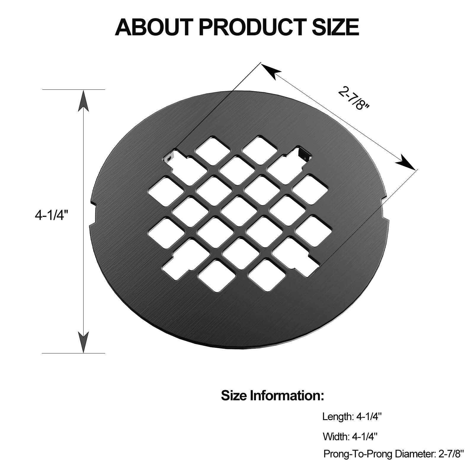 MUZISST 4-1/4β OD Snap-in Round Shower Drain Cover, Shower Drain Hair Catcher Replacement Floor Drainer, Sturdy and Durable Drain Cover, Easy to Install, Matte Black