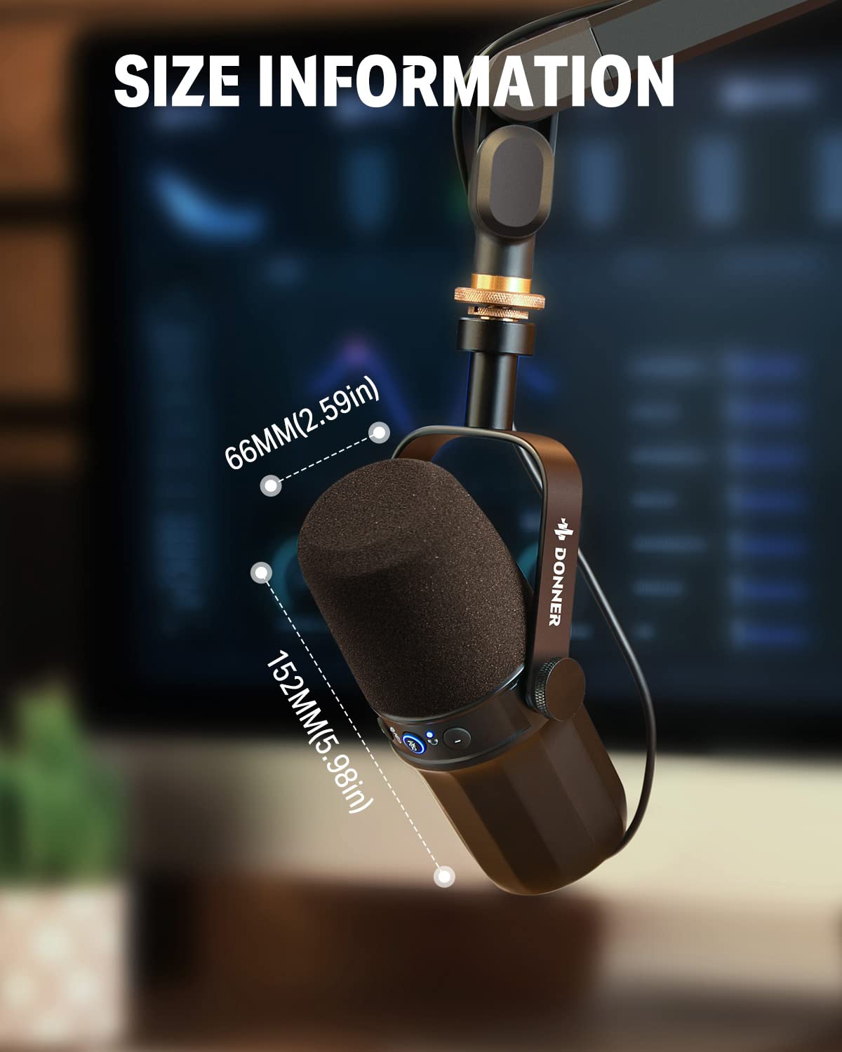 Donner XLR/USB Podcast Microphone, Vocal Dynamic PC Microphone for Recording, Live Streaming & Gaming, All Metal Cardioid Mic with Built-in Headphone Output, for iPhone & PS4/5, Black, UA-44