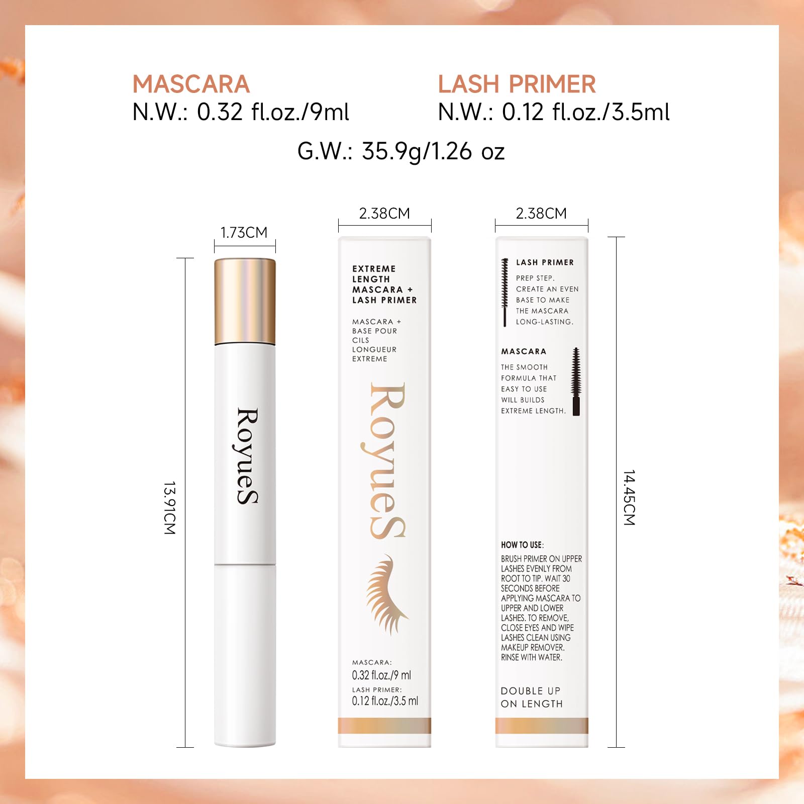 Easilydays Black Mascara for Eyelashes Waterproof, Double-ended 2-in-1 Lash Primer & Mascara Duo, Primer Styling Cream, Long-Lasting Smudge-Proof Mascara Black Slender, Dense Thick Curling for Eye Makeup, No Clumping