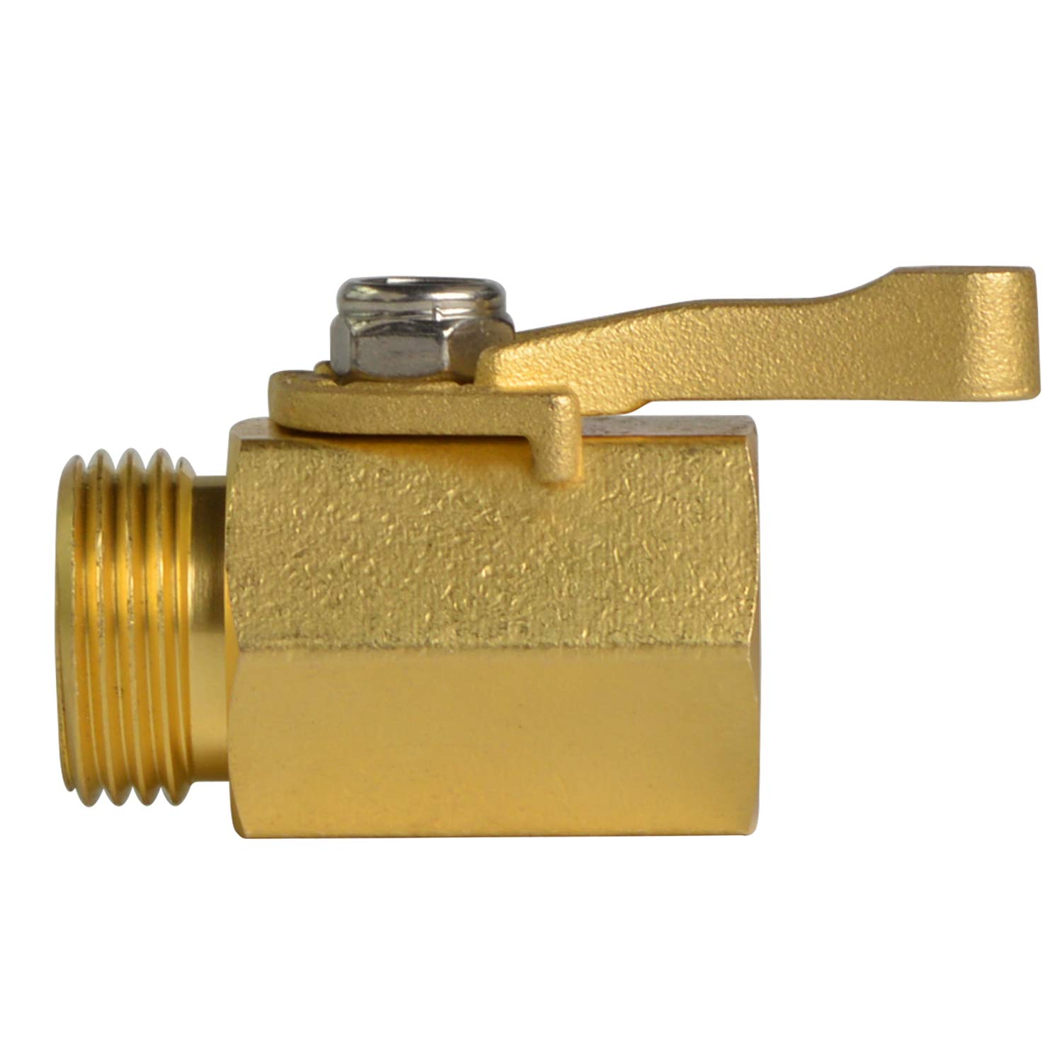 HYDRO MASTER Heavy Duty 3/4" Brass Shut Off Valve with Large Handle, Full Flow Garden Hose Connector