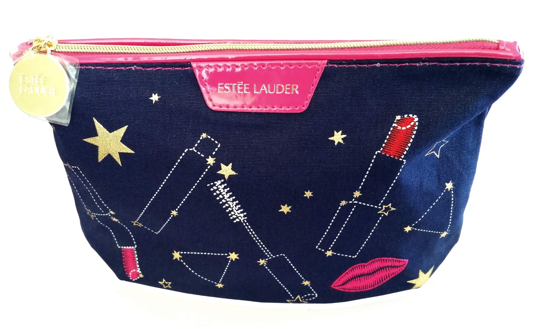 Estee Lauder Cosmetics Makeup Travel Bag •• (Zodiac/Horoscope Collection ≈ Navy Blue & Hot Pink) ••