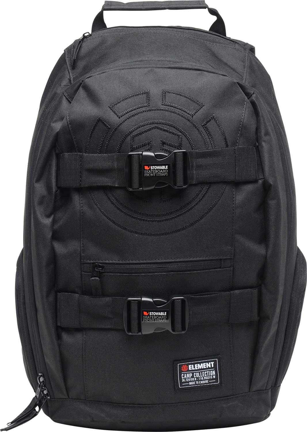 Element Men's Mohave Backpack - Lightweight Bookbag -With Skate Straps, Black/Black/Black