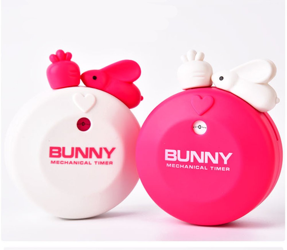 Golandstar Cute Cartoon Bunny Timers 60 Minutes Mechanical Kitchen Cooking Timer Clock Loud Alarm Counters Mini Size Manual Timer (Rose)