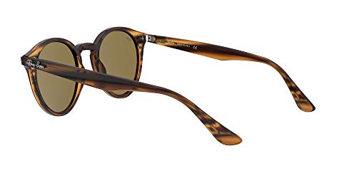 Ray-Ban RB2180 Round Sunglasses, Striped Red Havana/Dark Brown, 51 mm