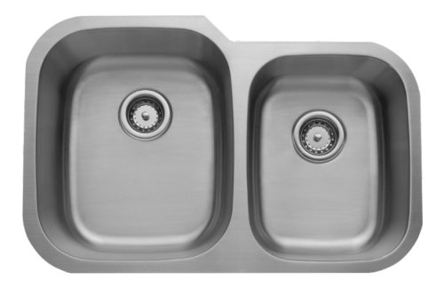 Wells CMU3221-97-16 Craftsmen Series Stainless Steel Kitchen Sink, 32" 60/40, Brushed Matte Finish