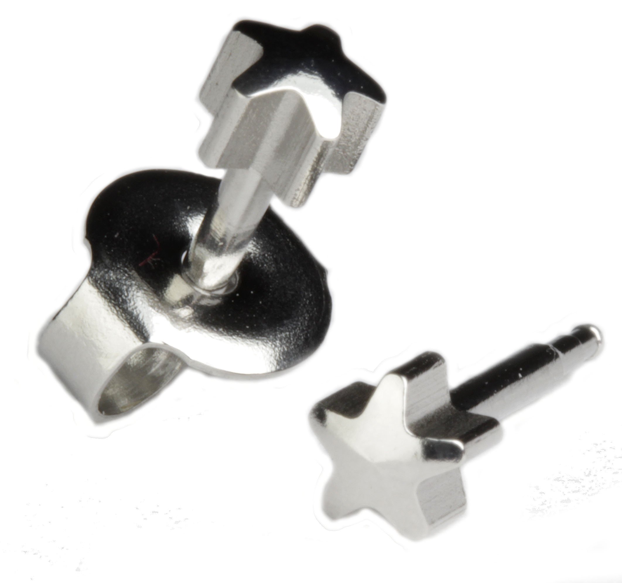 Ear Piercing Earrings Silver 3 Pairs of 4mm 16ga Thick Post Stainless Steel Shapes Studs Hypoallergenic