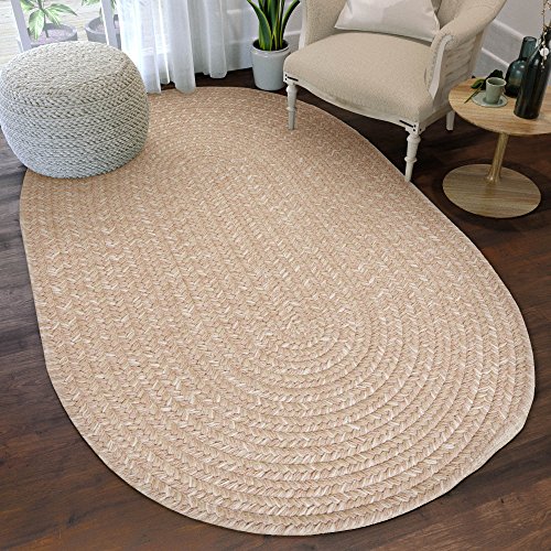 Super Area Rugs, Freeport Braided Collection Wool Mix Rug, Oatmeal & Ivory, Oval 4ft x 6ft