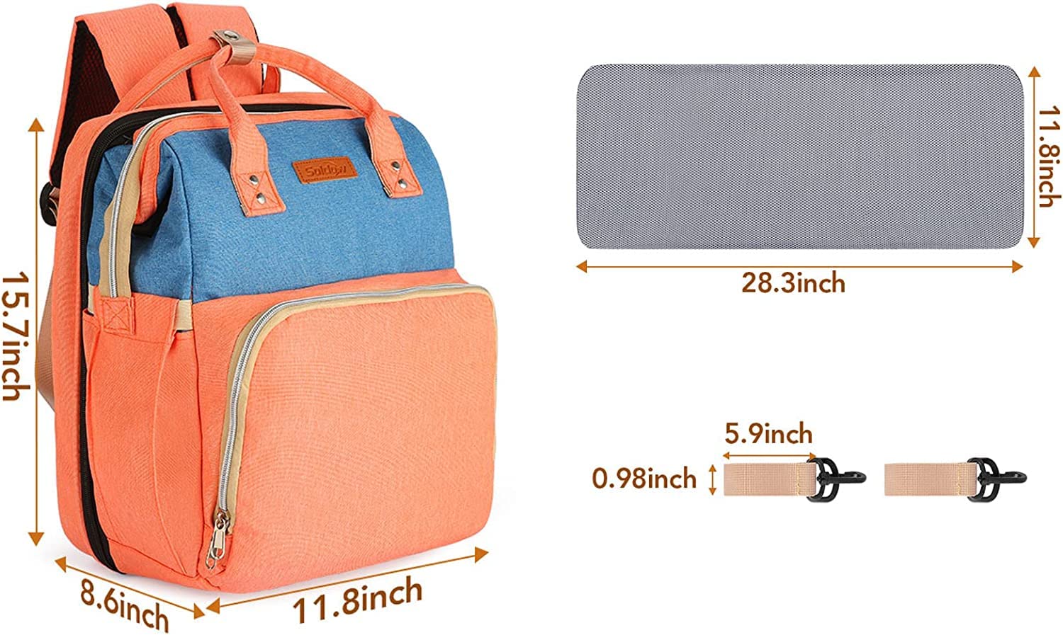 Soldow Diaper Bag Backpack, Multifunction Baby Bags,with Portable Changing Pad & USB Port, Stroller Straps & Pacifier Case,Large Capacity, Multipurpose Travel Backpack for Moms Dads
