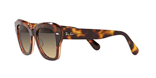 Ray-Ban RB2186 State Street Square Sunglasses, Havana On Transparent Pink/Brown Vintage, 49 mm
