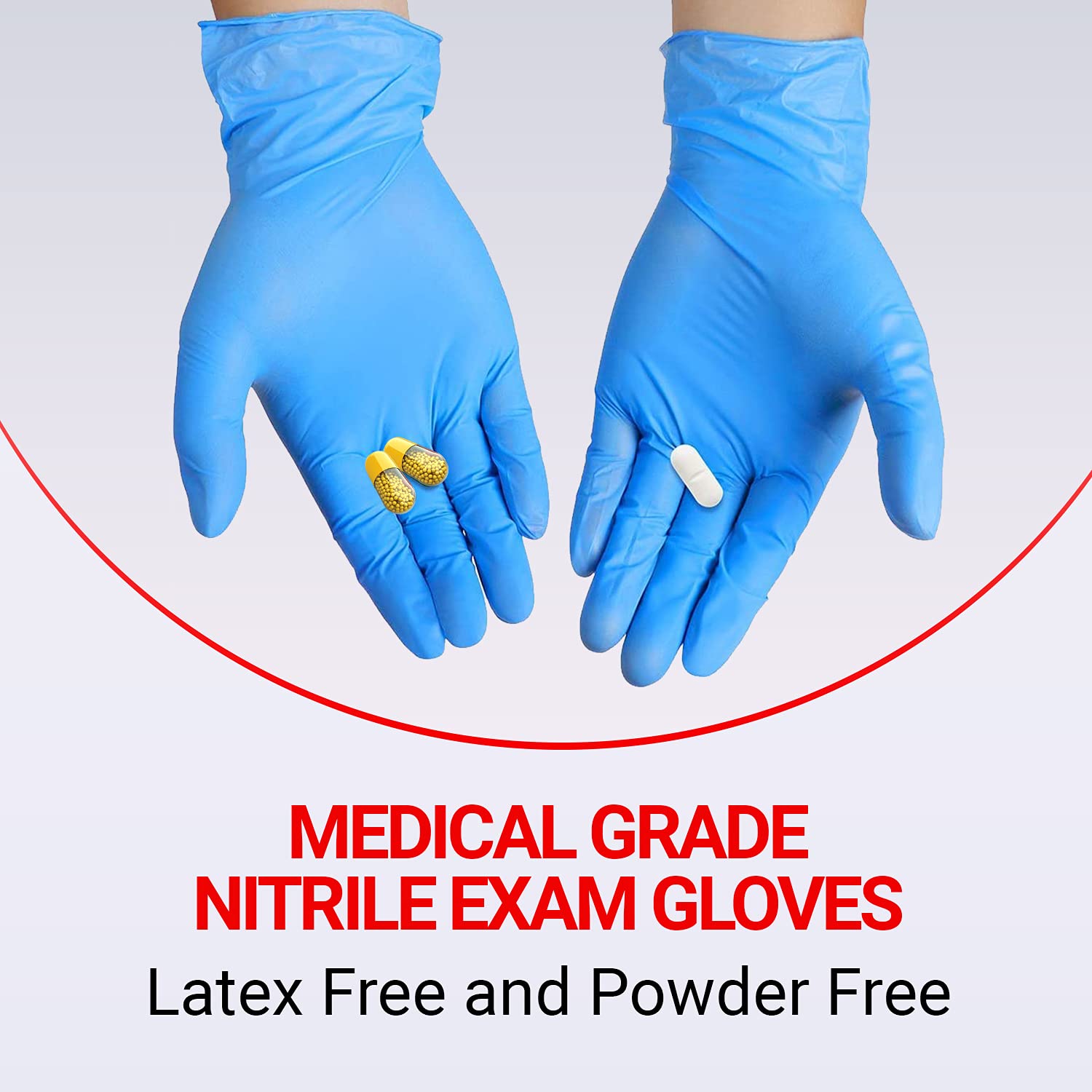 Disposable 100% Nitrile Exam Gloves - 5.5 Mil-Thick -Latex Free Powder Free, Food Safe, Medical grade Gloves - Provides Allergy Protection and Keeps Hands Clean -Blue (Medium)