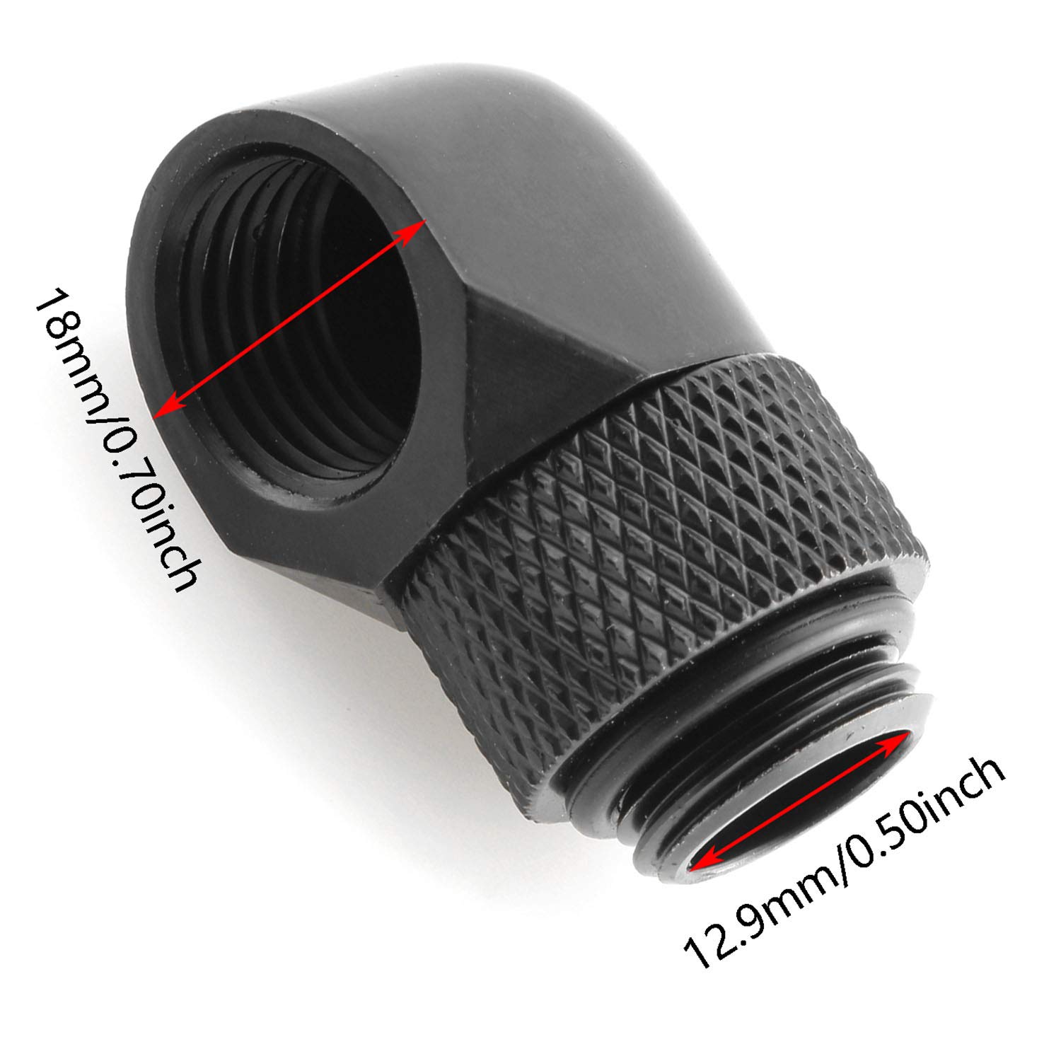 DGZZI G1/4" Male to Female Extender Fitting 2PCS Black 90 Degree Elbow Thread Rotary Connector Adapte for Computer Water Cooling System
