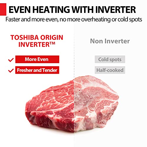 TOSHIBA 6-in-1 Inverter Microwave Oven Air Fryer Combo, MASTER Series Countertop Microwave, Healthy Air Fryer, Broil, Convection, Speedy Combi, Even Defrost, Sound On/Off 27 Auto Menu Stainless Steel