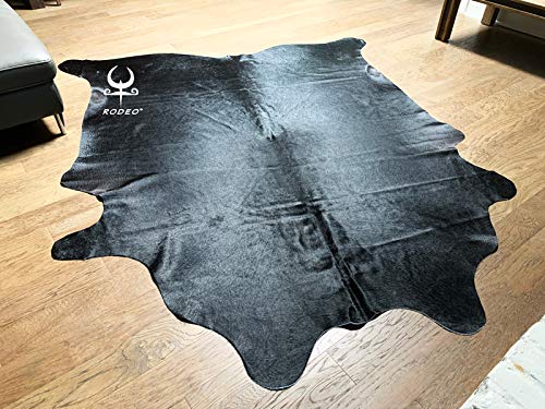 rodeo Natural Black Brazilian Cow Skin Area Cowhide Rug Size Approx 6X6 ft