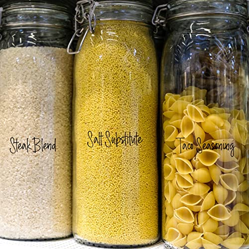 Simfree Kitchen Labels,276 Spice Jar Labels,Pantry Labels,White + Black Script Preprinted Stickers,Waterproof,Tear Resistant,Food Containers Organization Labels Organize Storage Containers,Black+White