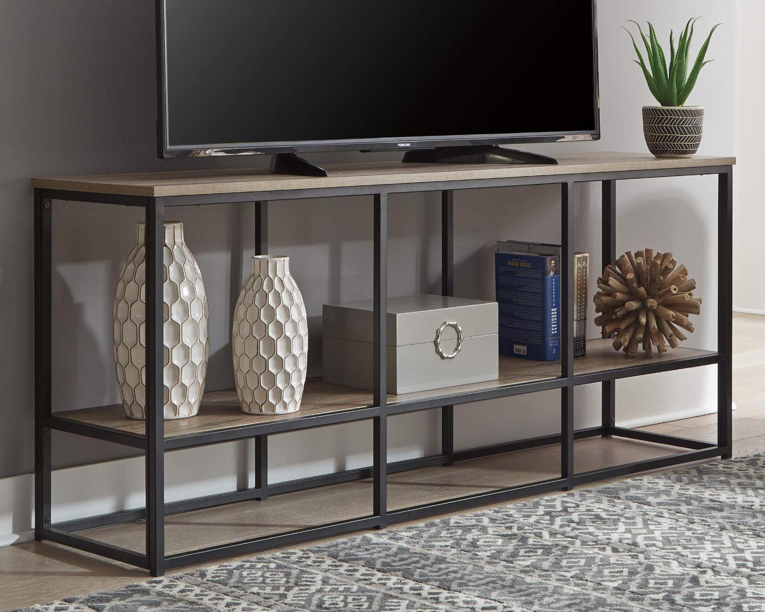 Signature Design by Ashley Yarlow 65" Urban TV Stand, Fits TVs up to 70", Black