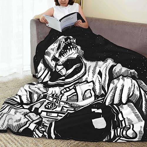 Laridaorio Halloween Throw Blanket, 50"Γ60β Skull Fleece Blanket for Men, Women and Kids - Super Soft Lightweight Warm Plush Astronaut Blanket Throw Decor for Bed Sofa Couch