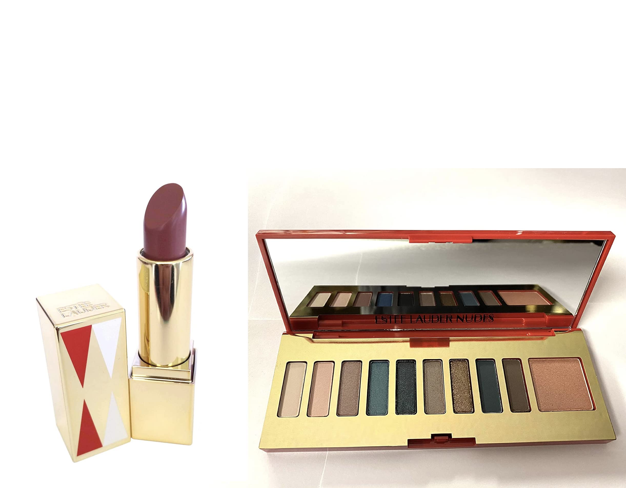 Estee Lauder Pure Color Envy Sculpting Lipstick, 0.12 oz. / 3.5 g ā¢ā¢ (Intense Nude 130/561) + 9 Color Eyeshadow (nude)