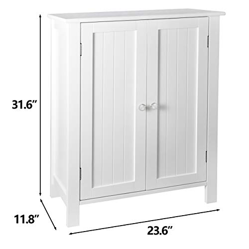 SUPER DEAL Modern Bathroom Floor Storage Cabinet with Adjustable Shelf and Double Door Rust Proof, Living Room Modern Home Furniture Storage Organizer Cabinet