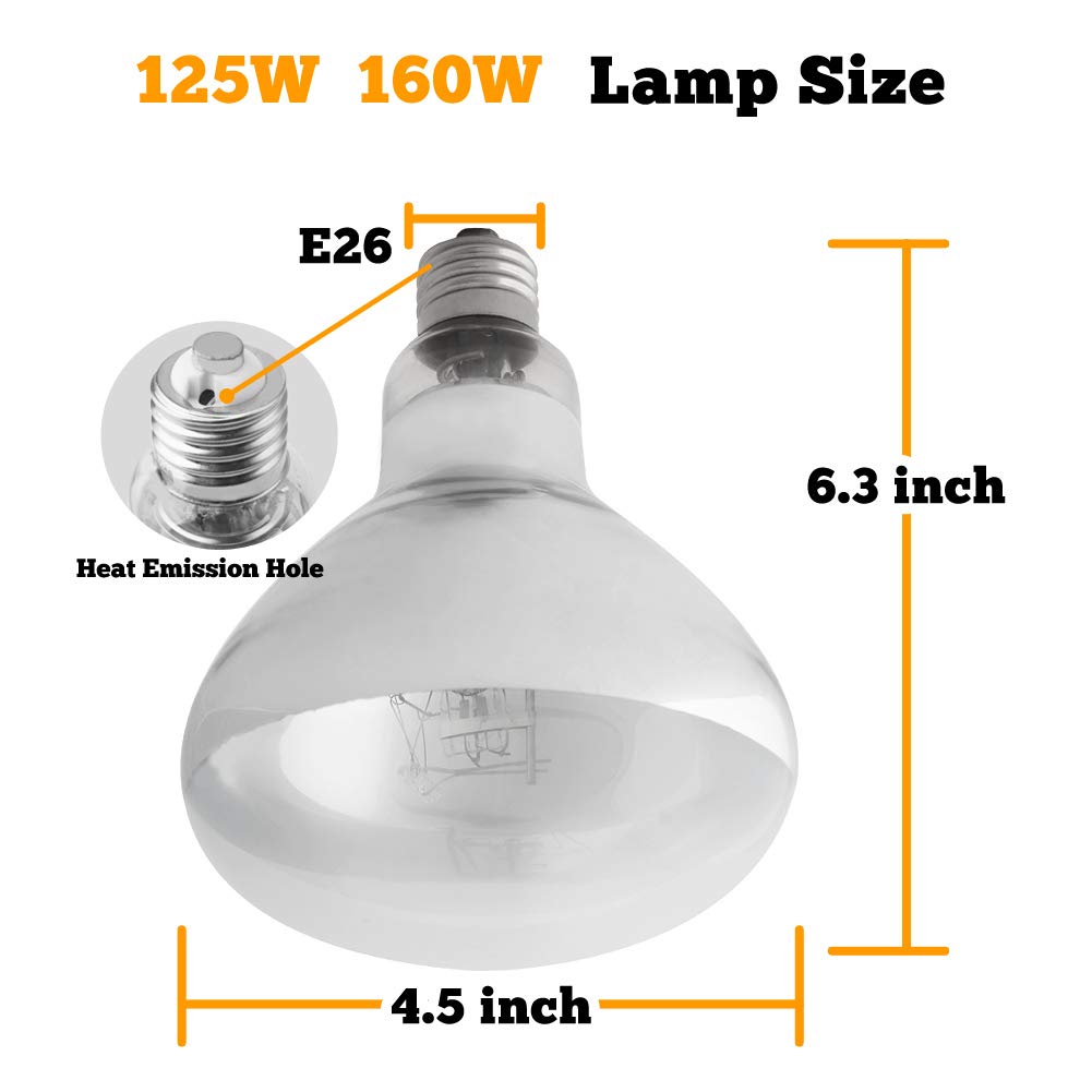 TEKIZOO UVA UVB Sun Lamp 160W High Intensity Self-Ballasted Heat Basking Lamp/Light/Bulb for Reptile and Amphibian