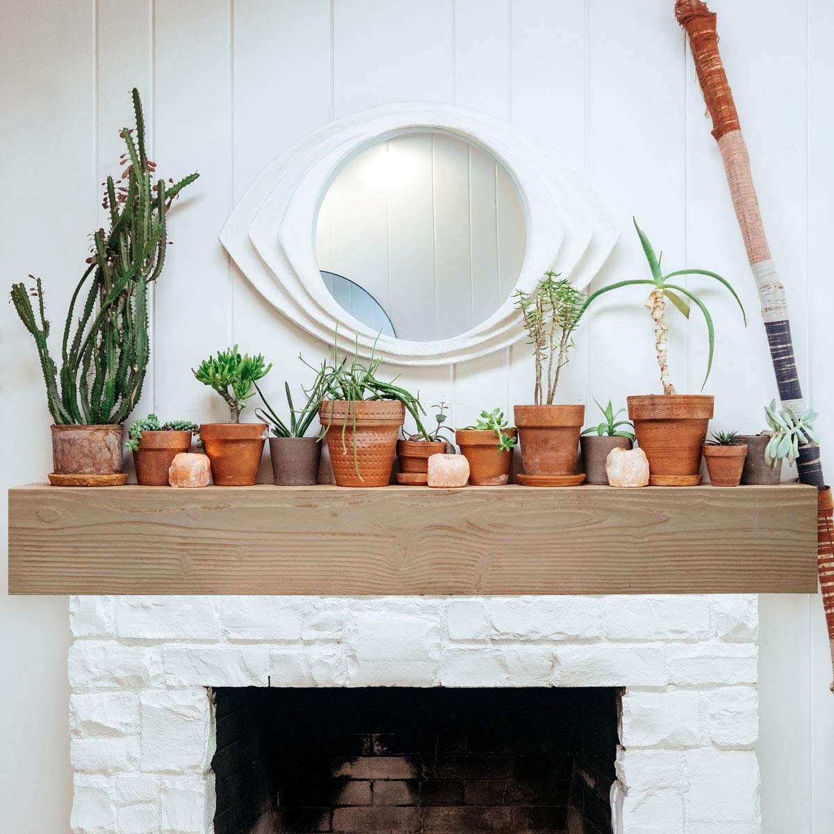 Ekena Millwork MANURW06X06X48ZD Riverwood Faux Wood Fireplace Mantel, 6"H x 6"D x 48"W, Premium Aged