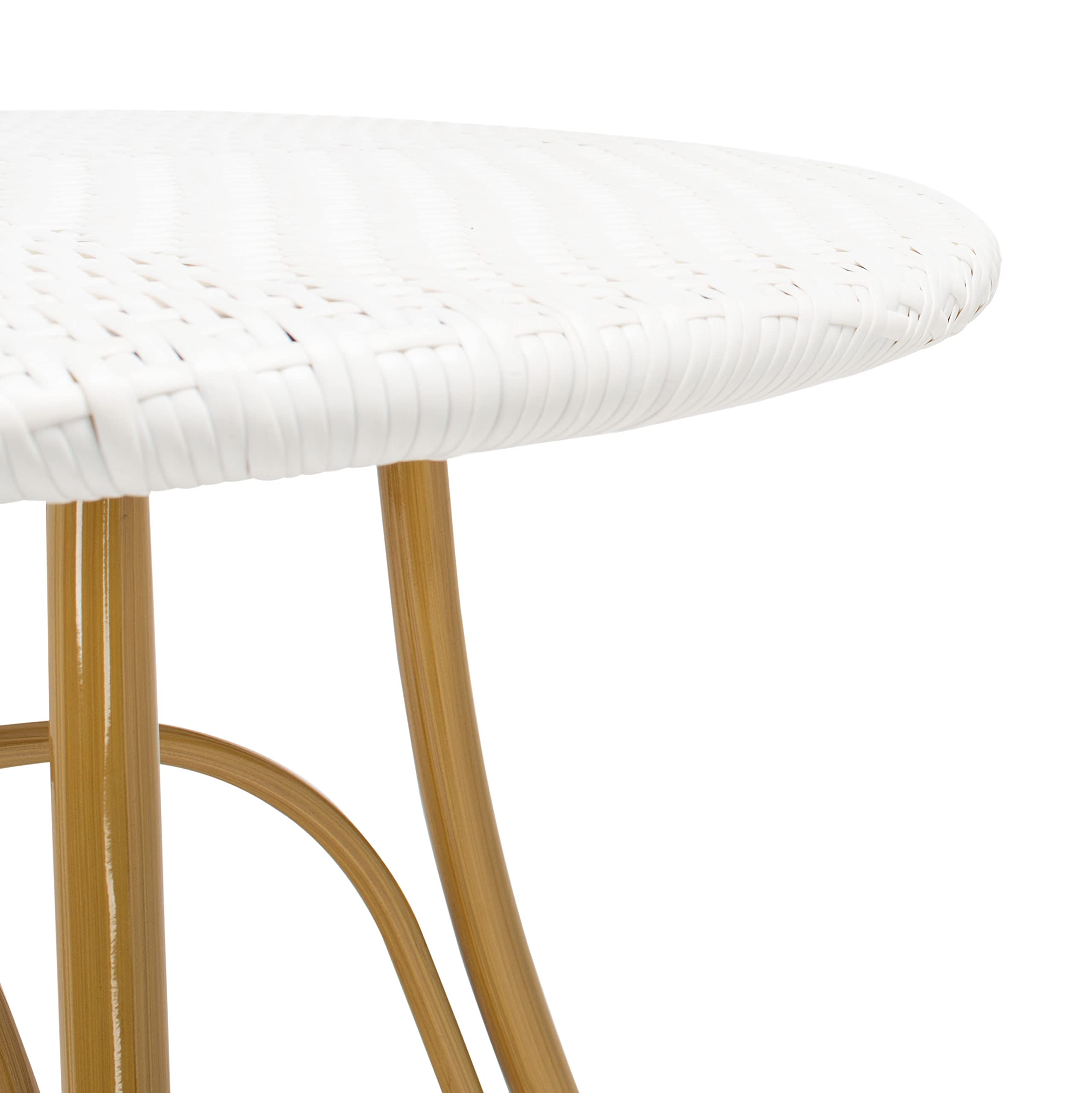 SAFAVIEH PAT4011C Outdoor Kylie White Rattan Bistro Table