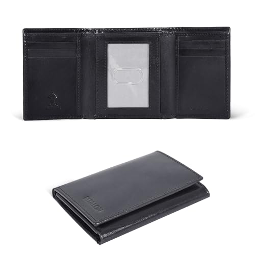 ESTALON Leather Trifold Wallet For Men with RFID Blocking - Men's Trifold Wallet with 6 Credit Card Slots 1 ID Window - Gifts For Men, Him