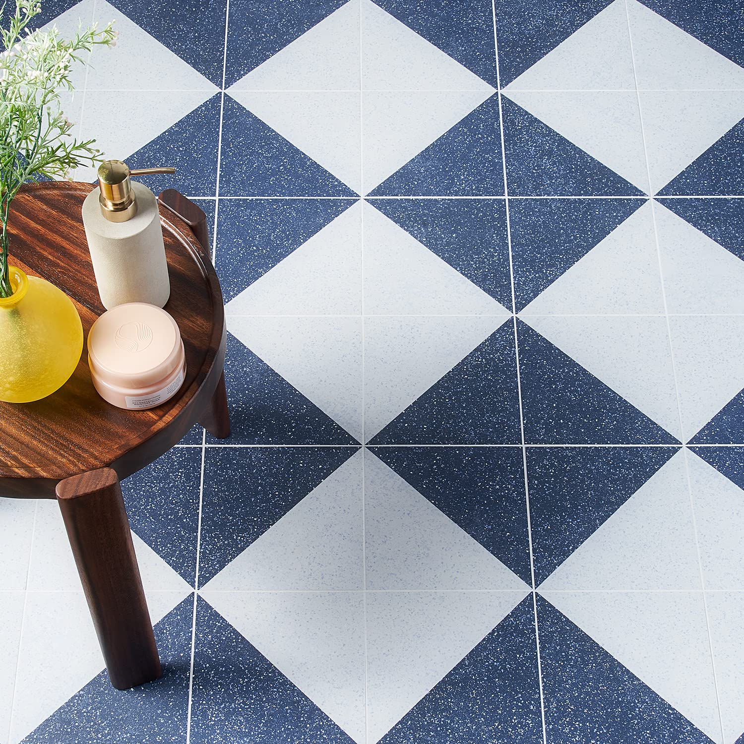 Elizabeth Sutton Cameo Terrazzo Dos Navy 7.87 in. x 7.87 in. Matte Porcelain Floor and Wall Tile (10.76 Sq. Ft. / Case)