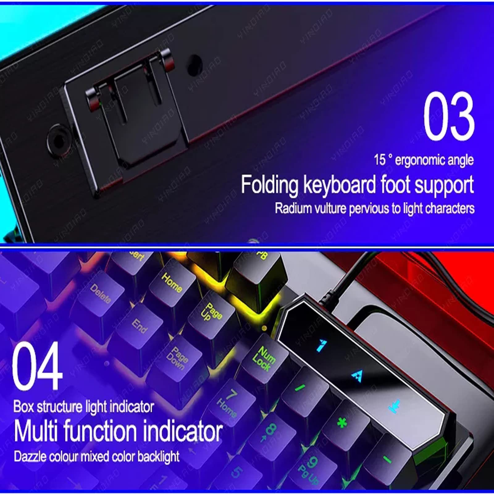 Keyboard Black,Mechanical Gaming Keyboard - Multi Color RGB Illuminated LED Backlit Wired Programmable for Gamer