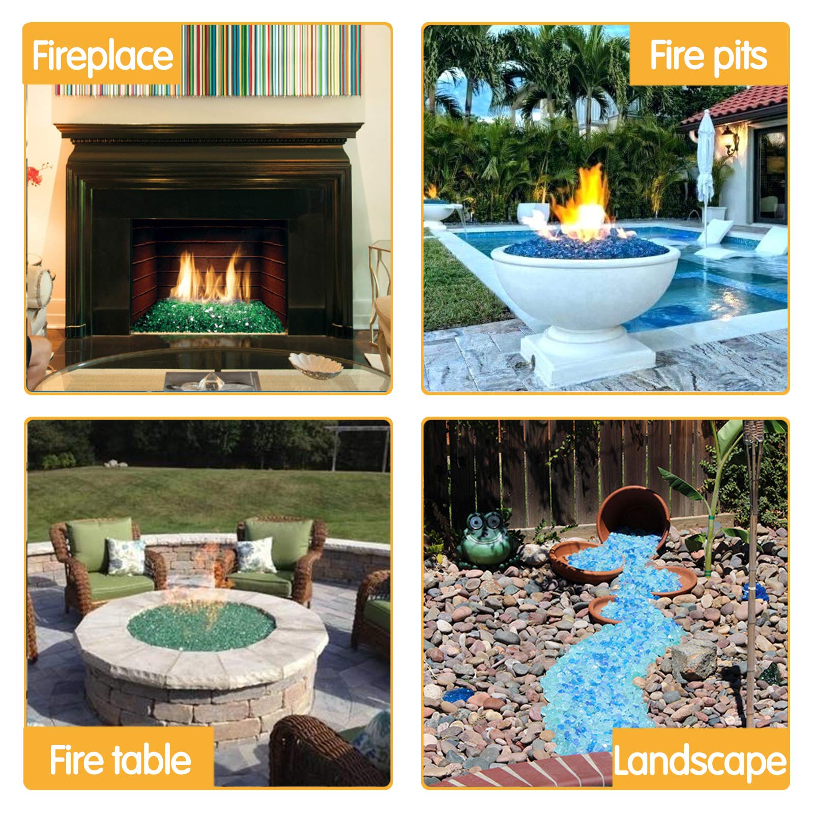 Grisun Fire Glass with Drop-in Fire Pit Kit 18 x 18 Inch, Round Burner with Tray, Come with Upgraded Spark Ignition Kit for Gas Fire Pit, Fire Table