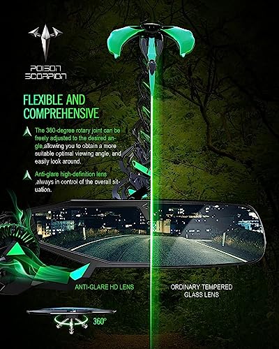 Maverick X3 Rear View Mirror, POISON SCORPION Aluminum UTV Rearview Center Mirror Adjustable Black 13356-12533 Compatible with Maverick X3 Turbo/R | X3 X | X3 MAX Turbo/R | X3 MAX X