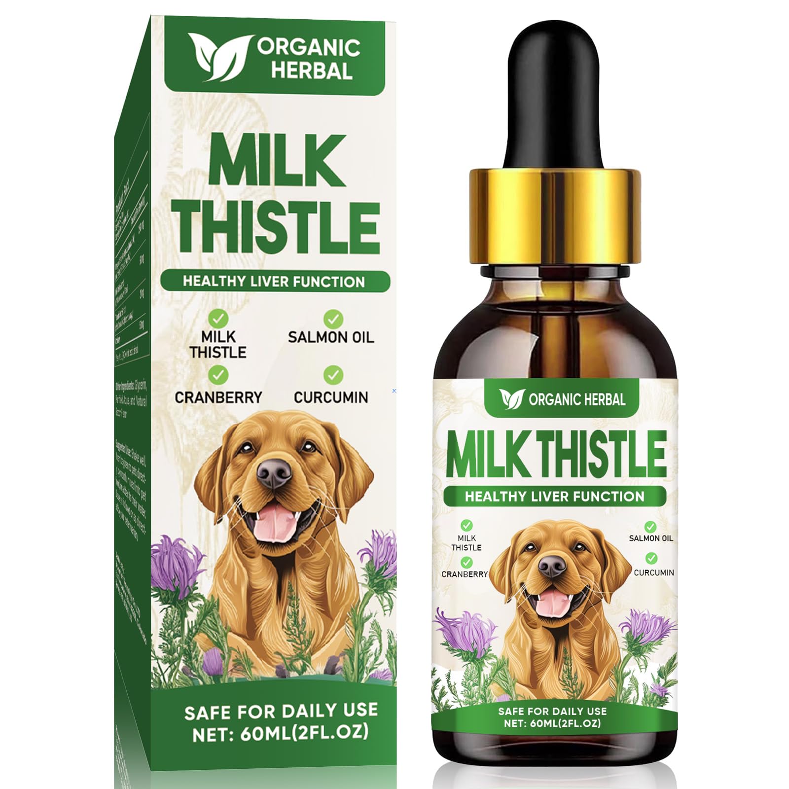 Milk Thistle for Dogs, Milk Thistle Treatment Support Liver & Kidney Improve Healthy Function for Pets, Dog Liver Supplement Milk Thistle Drops