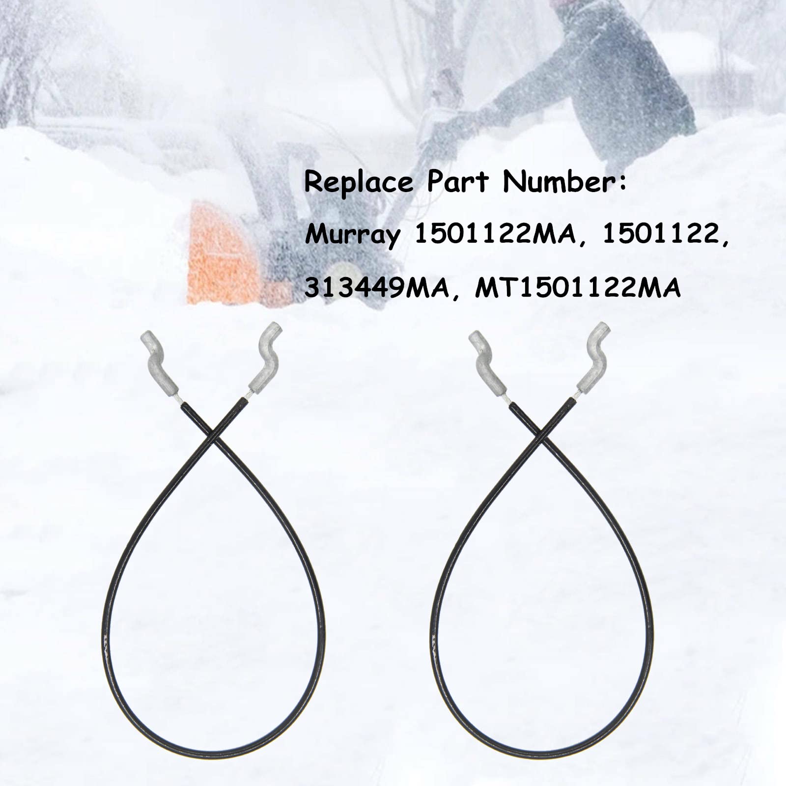 Hirldeea 1501122MA Front Lower Drive Auger Cable for Murray Craftsman Snapper Simplicity Snow Thrower Snowblower 313449MA, MT1501122MA (2-Packs)