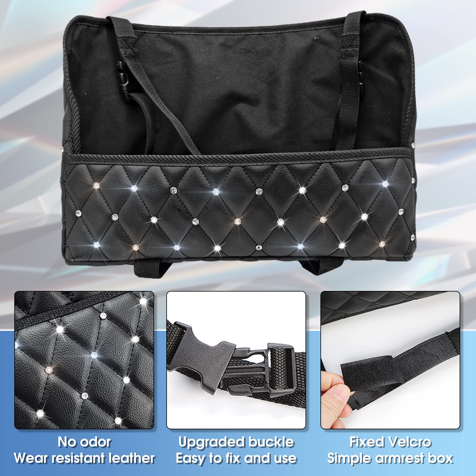 ElekTonny Bling Car Pocket Handbag Holder Between Seats,Front Seat Pet Barrier Net for Backseat Storage Car Interior Accessories for Women Black CO202304