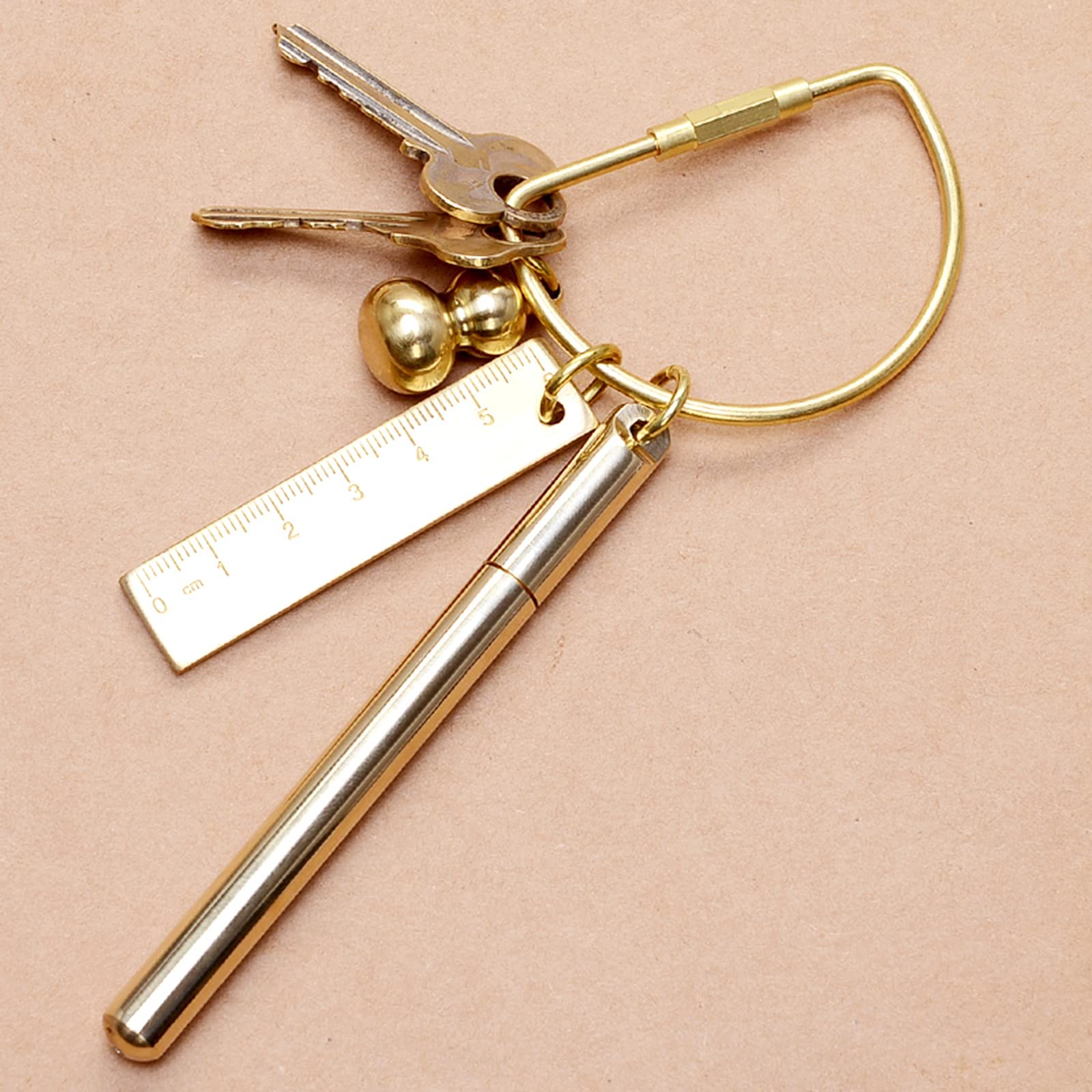 Durable Brass Screw Lock Clip Key Chain Ring, Simple Style Car keychain for Men Women (3PCS) (3), Golden, 5.04 x 4.21 x 0.55 inches;1.9 ounces