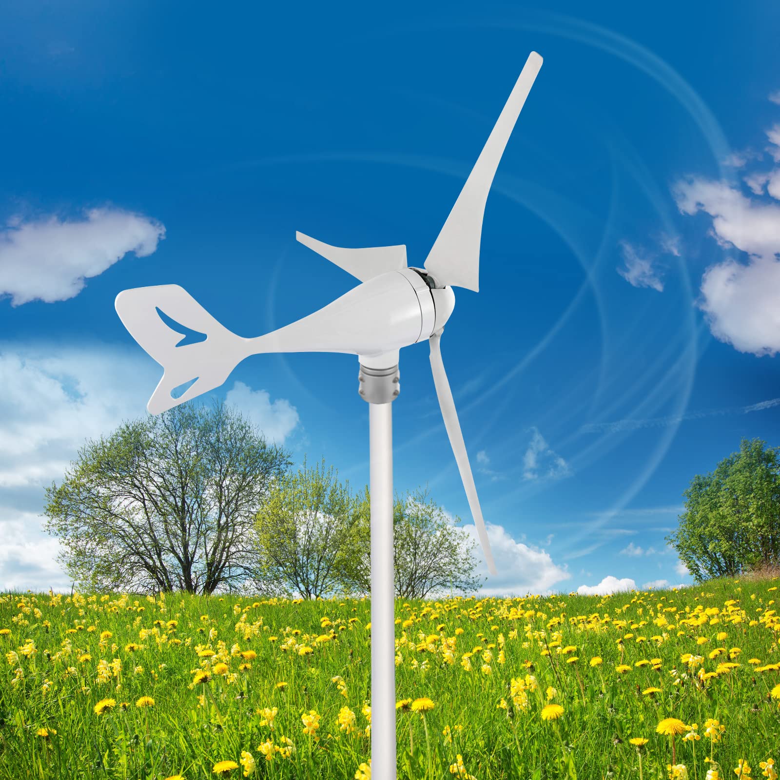 Dyna-Living Wind Turbine Generator 400W DC 24V 3 Blades Wind Turbine Motor with Charge Controller for Home Use or Industrial Energy, Wind Power Generator Auto Adjust Wind Direction(Not Included Mast)