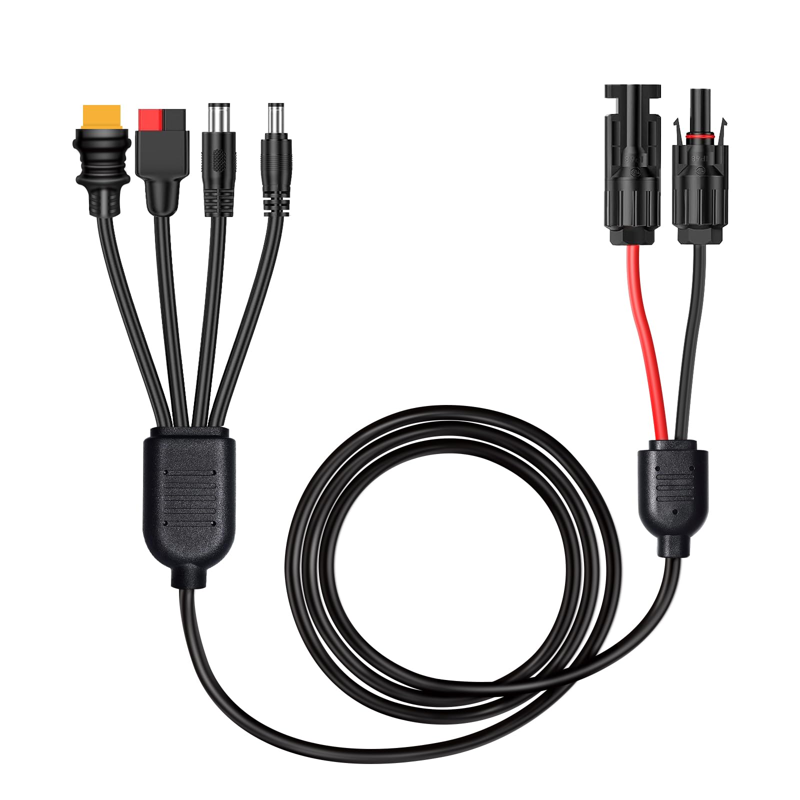 FlexSolar Solar Panel Charge Cable 6.6FT 14AWG Solar Connector to Anderson, DC5521, DC7909, XT60 Adapter for Battery Pack Power Station Solar Generator