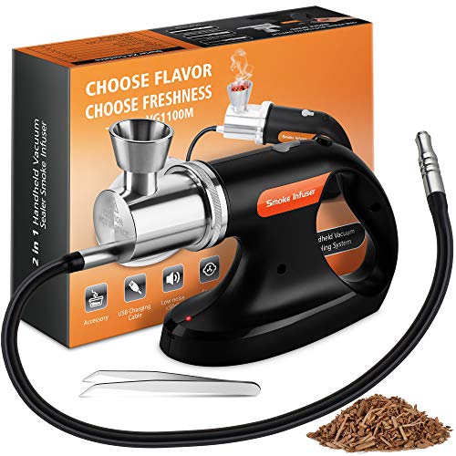 Jo Chef Professional Handheld Smoke Gun – Cold Smoker + Vacuum Function – USB Smoking Gun Food Smoker – Wood Chips Included - Ideal Gift for Chefs and Mixologists – Use for Sous Vide, Cocktails + Ebook