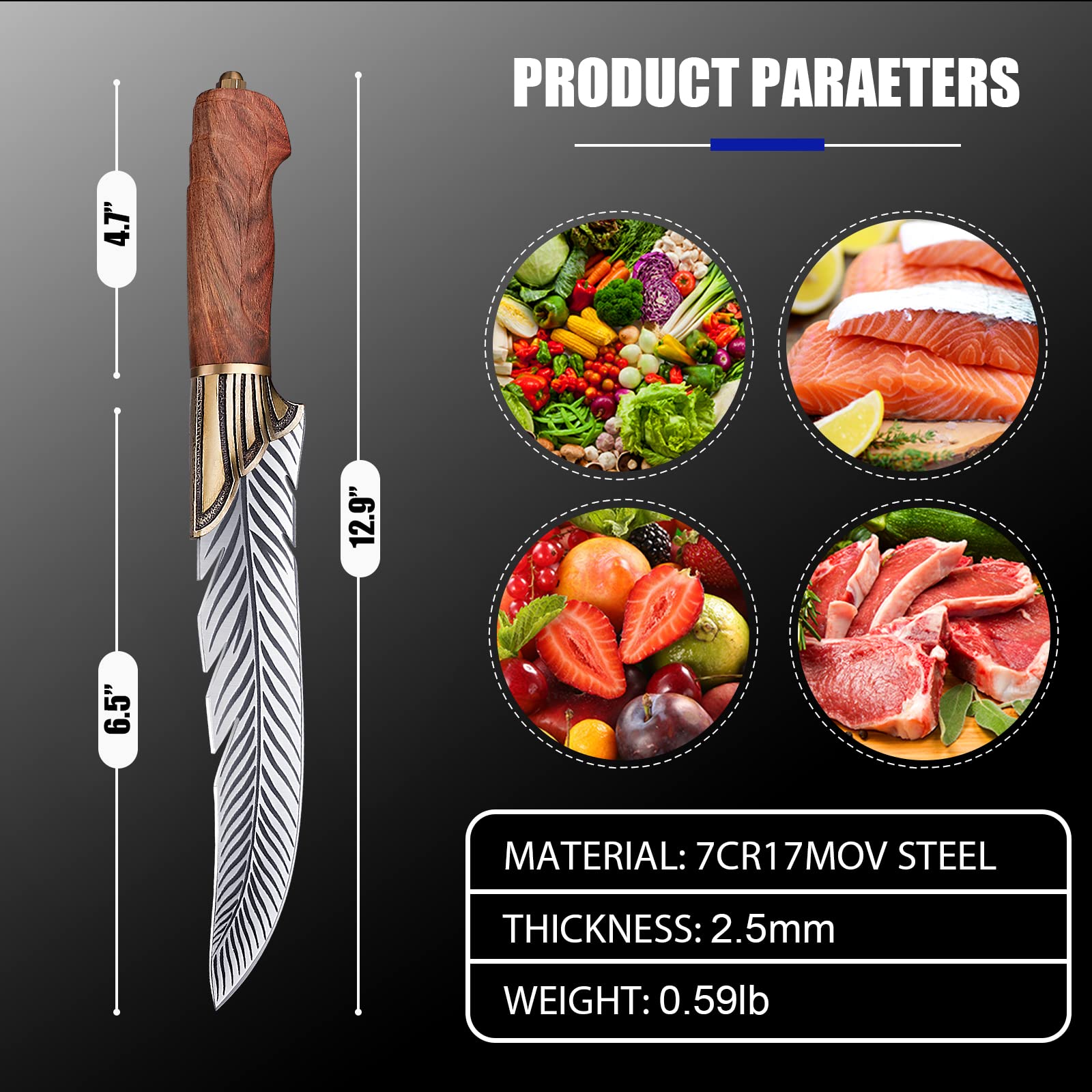 Golden Bird 5.5" Viking Knife & 7.8" Feather Knife