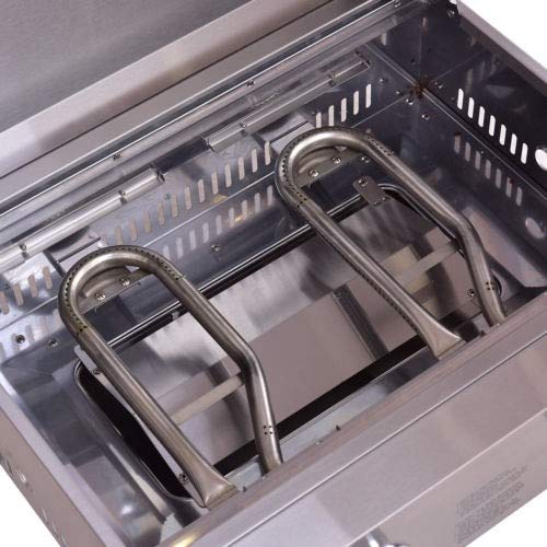 Outdoor Kitchen Camping Backyard Cooking 2 Burner Portable Durable Stainless Steel BBQ Barbecue Picnic Silver Table Top Grill Foldable Leg Lockable Lid Built-In Thermometer Easy Storage Transport