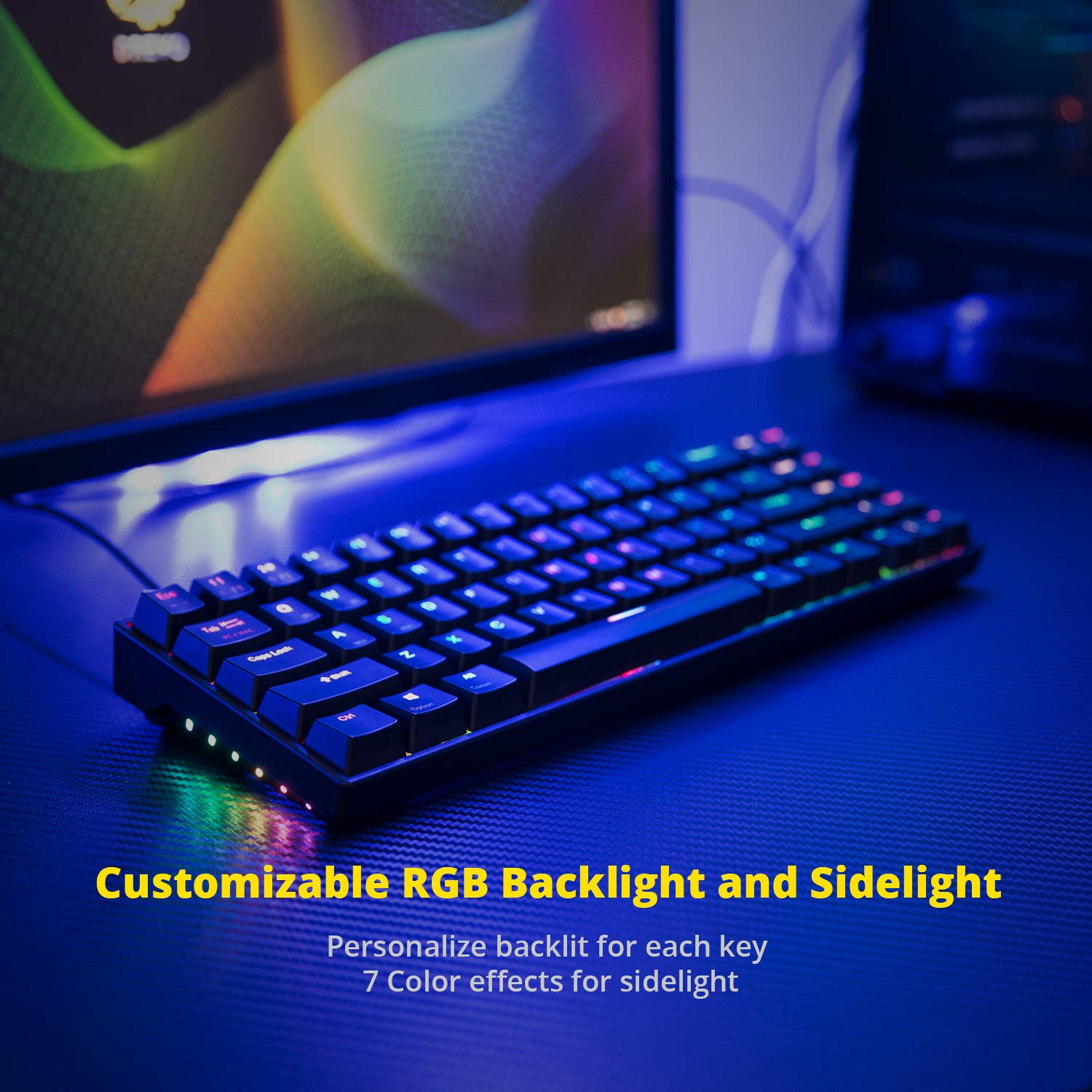 DREVO Calibur V2 TE Cherry MX Brown RGB 60% Wired Mechanical Gaming Keyboard Work for PC/Mac, 71-Key Small Compact US Layout Black